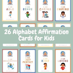 Alphabet Affirmation Cards Printable Poster for Children Kids Yoga and ...