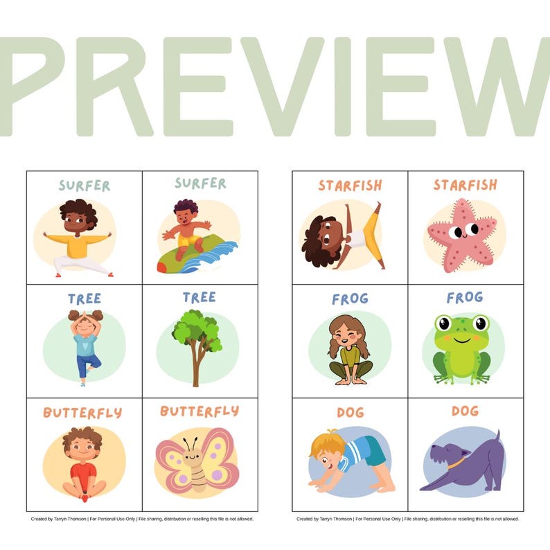 Kids Yoga Memory Game Printable - Game and Movement Break for Classroom ...