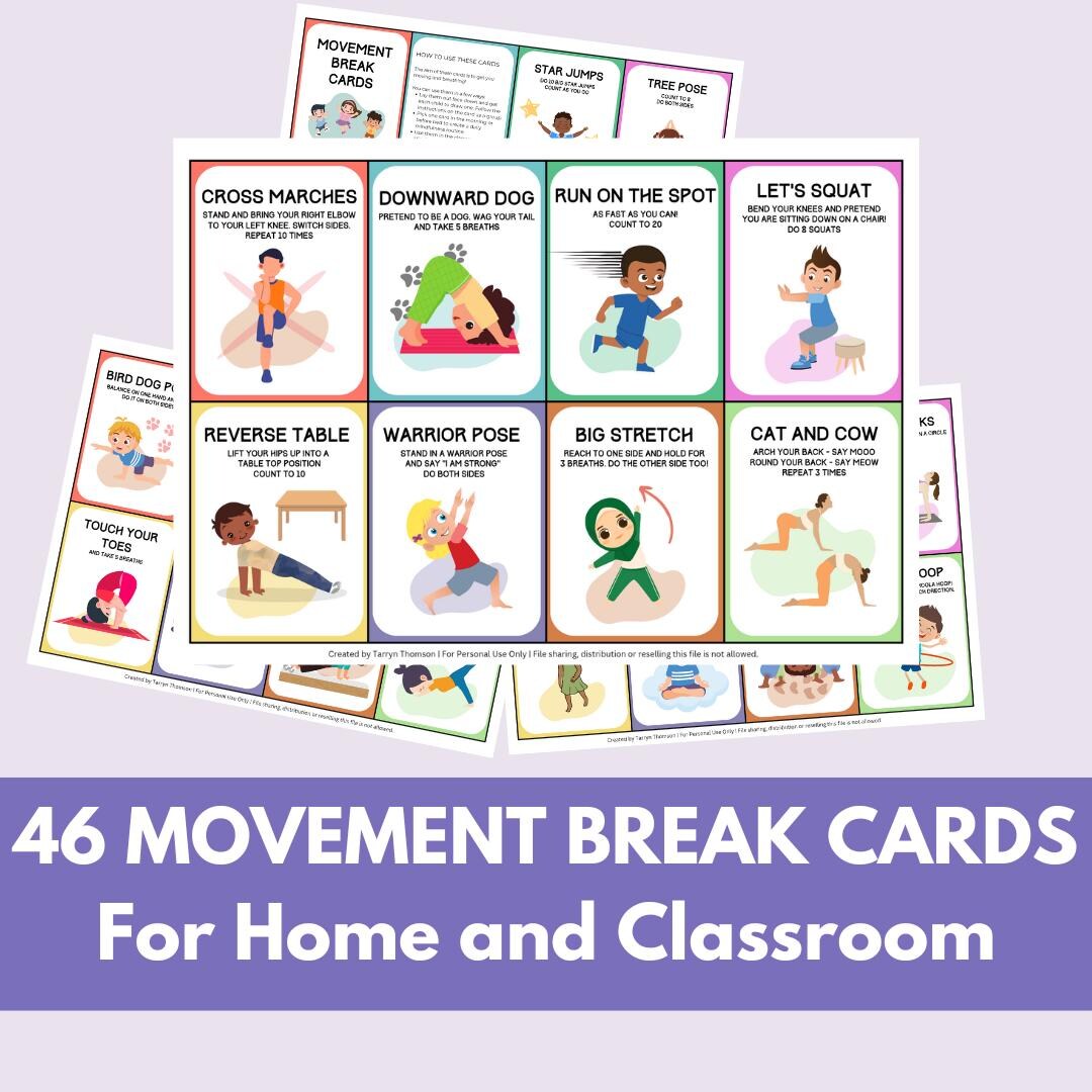 Movement Break Action Cards Printable - FUN Game for Classroom or at ...