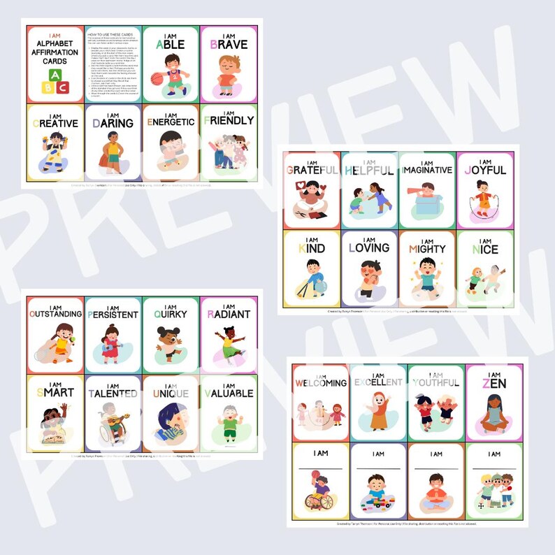 Alphabet Affirmation Cards + A3 Poster: Kids Yoga, Mindfulness (digital ...