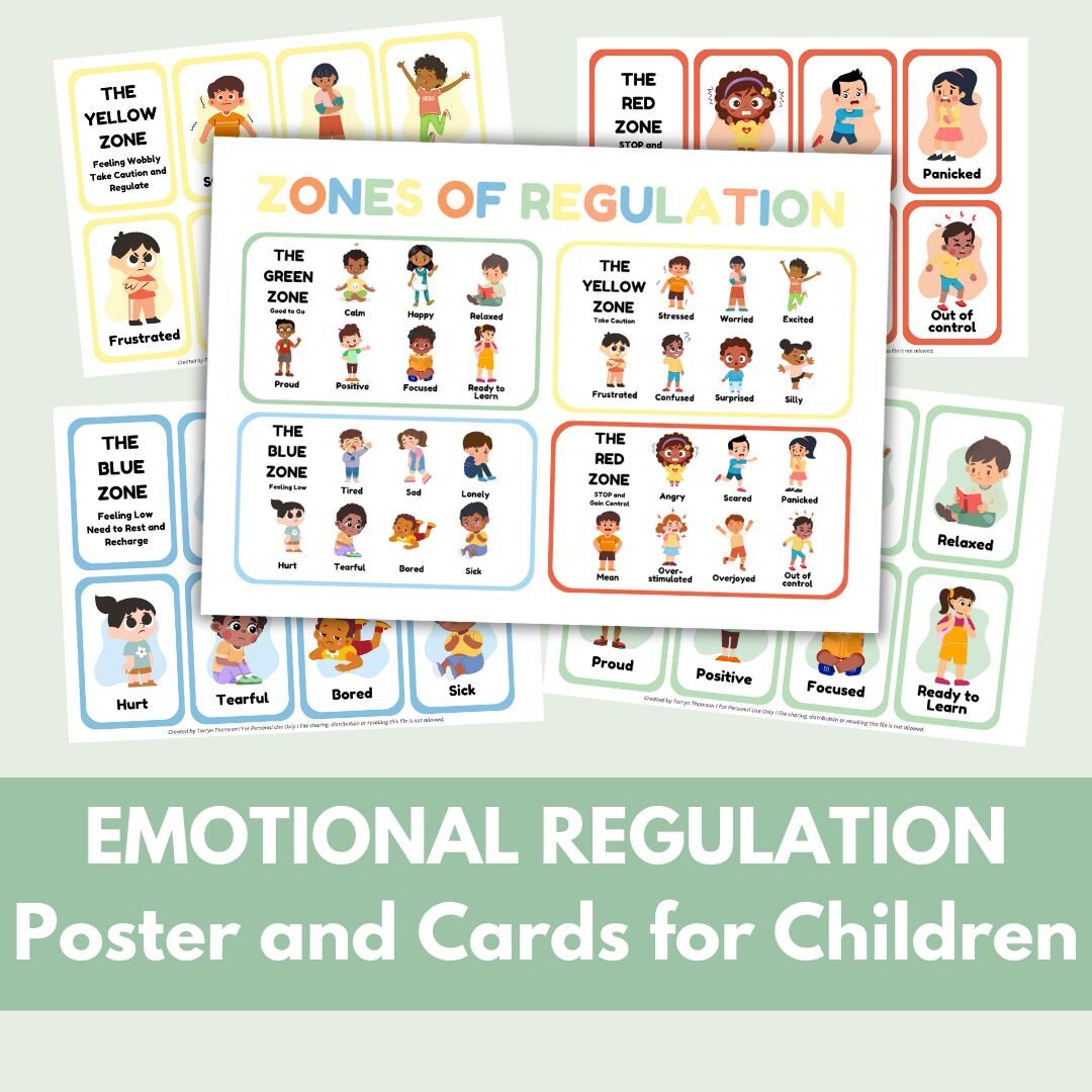 Emotional Regulation Printable Poster and Cards for Children - Zones of ...