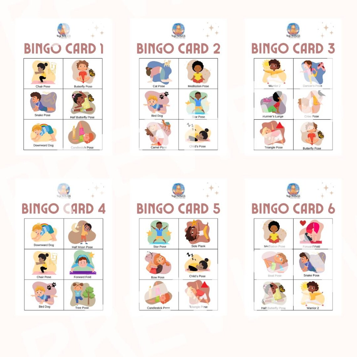 Kids Yoga Bingo Printable - Game and Movement Break (10 Cards) for ...
