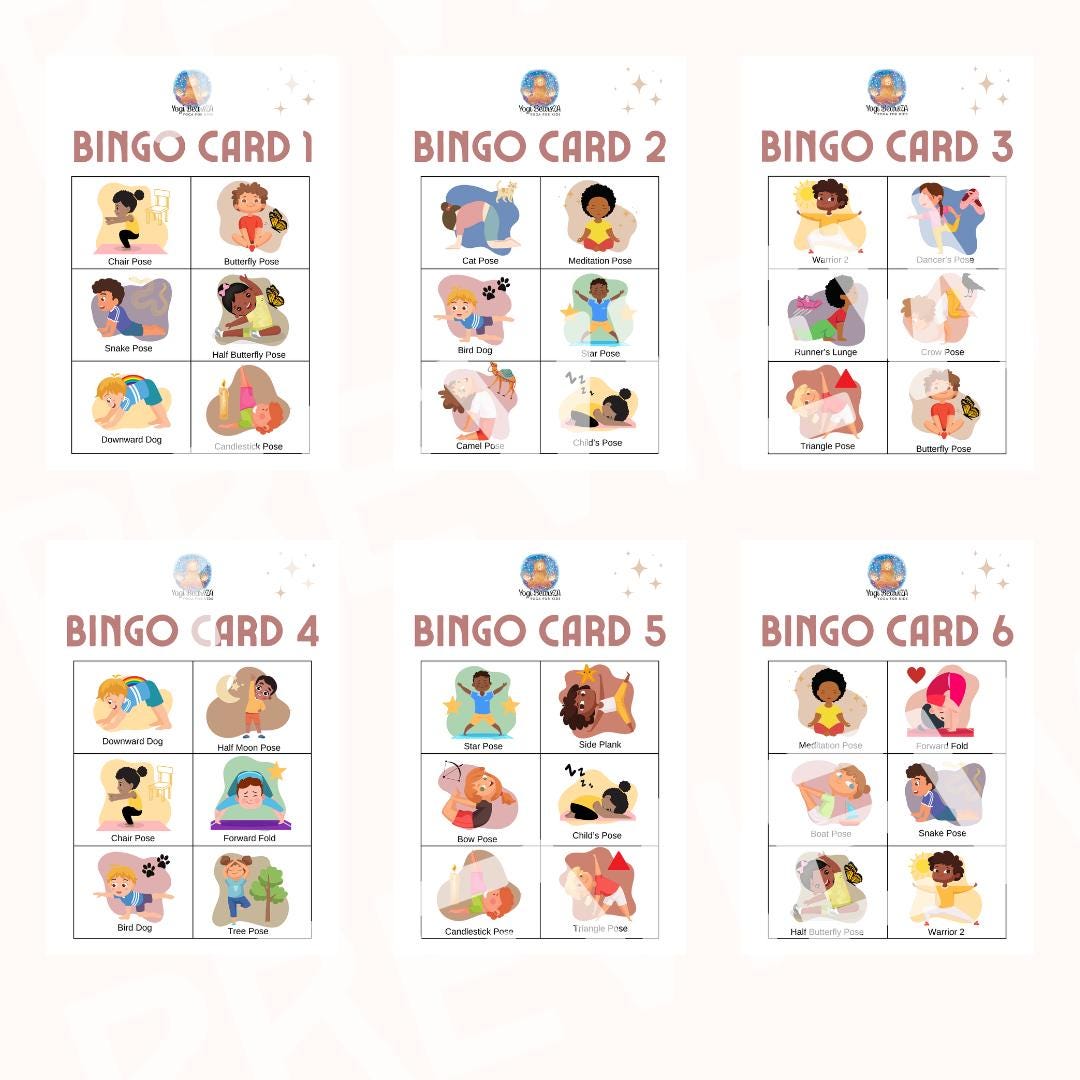 Kids Yoga Bingo Printable - Game and Movement Break (10 Cards) for ...