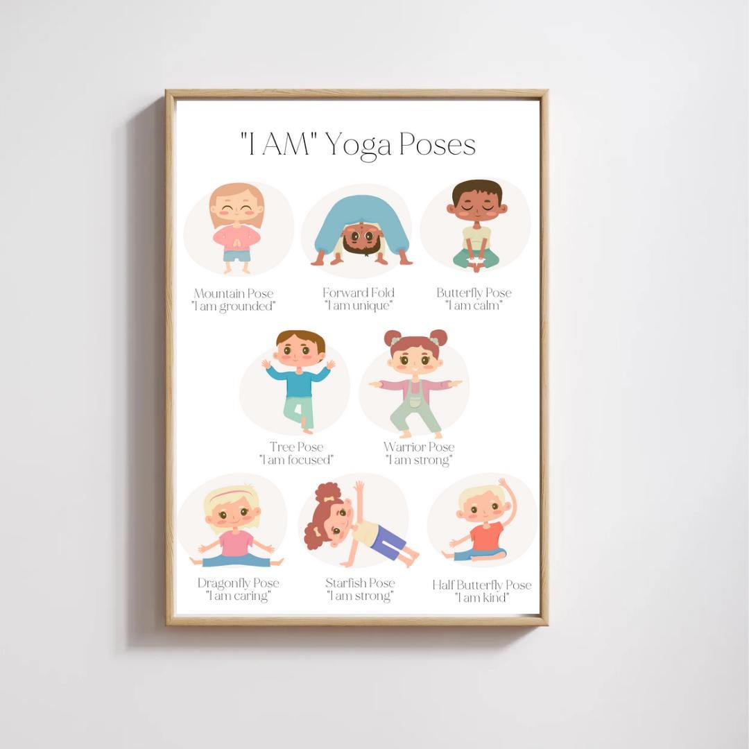 Yoga Poses and Affirmations Printable Poster for Children - for Home or ...