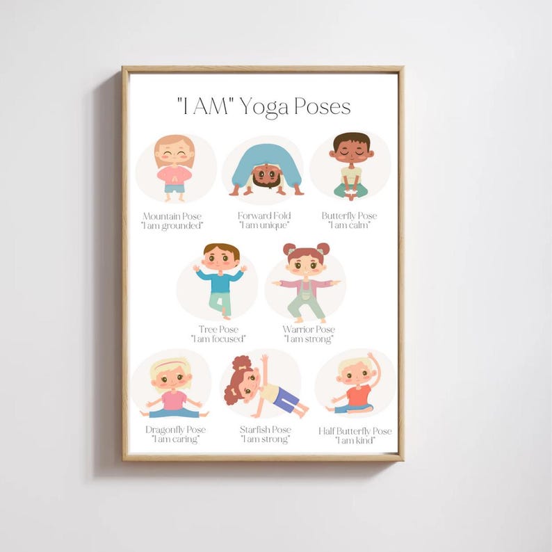 Yoga Poses and Affirmations Printable Poster for Children - for Home or ...