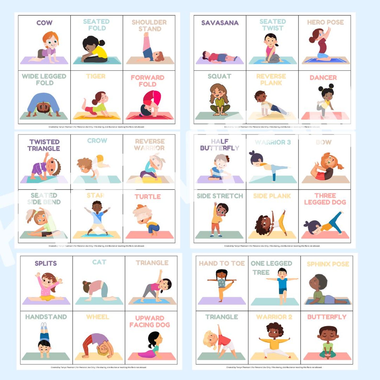 Yoga Pose Flash Cards - 58 Poses - Mindfulness and Yoga for Kids in ...
