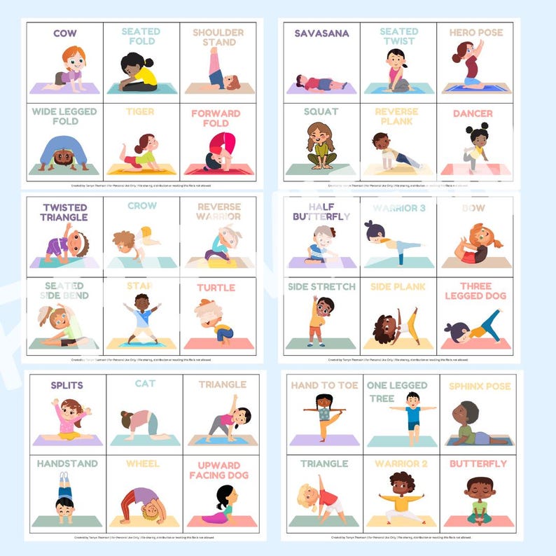 Yoga Pose Flash Cards - 58 Poses - Mindfulness and Yoga for Kids in ...