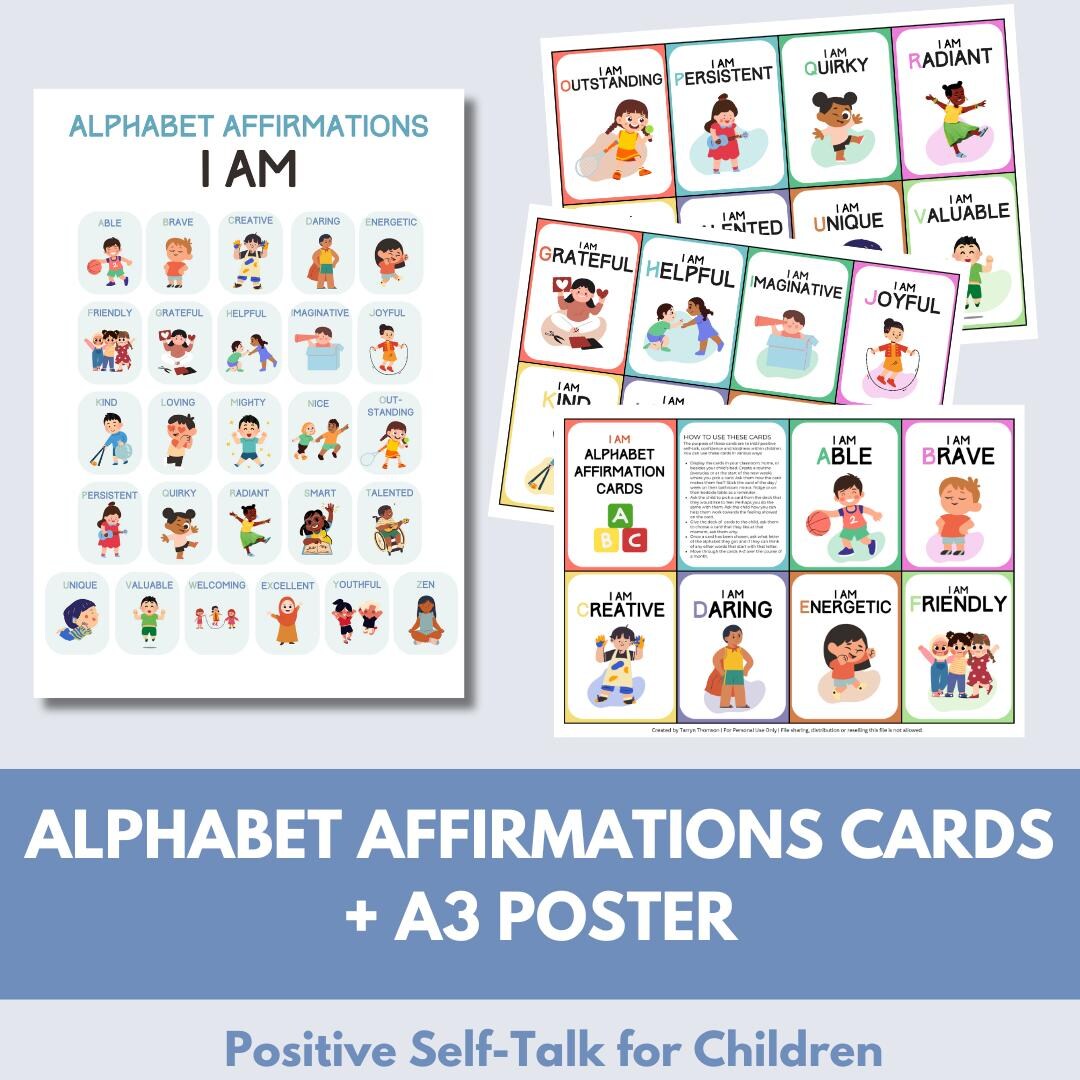 Alphabet Affirmation Cards + Poster - Mindfulness and Yoga for Kids in ...