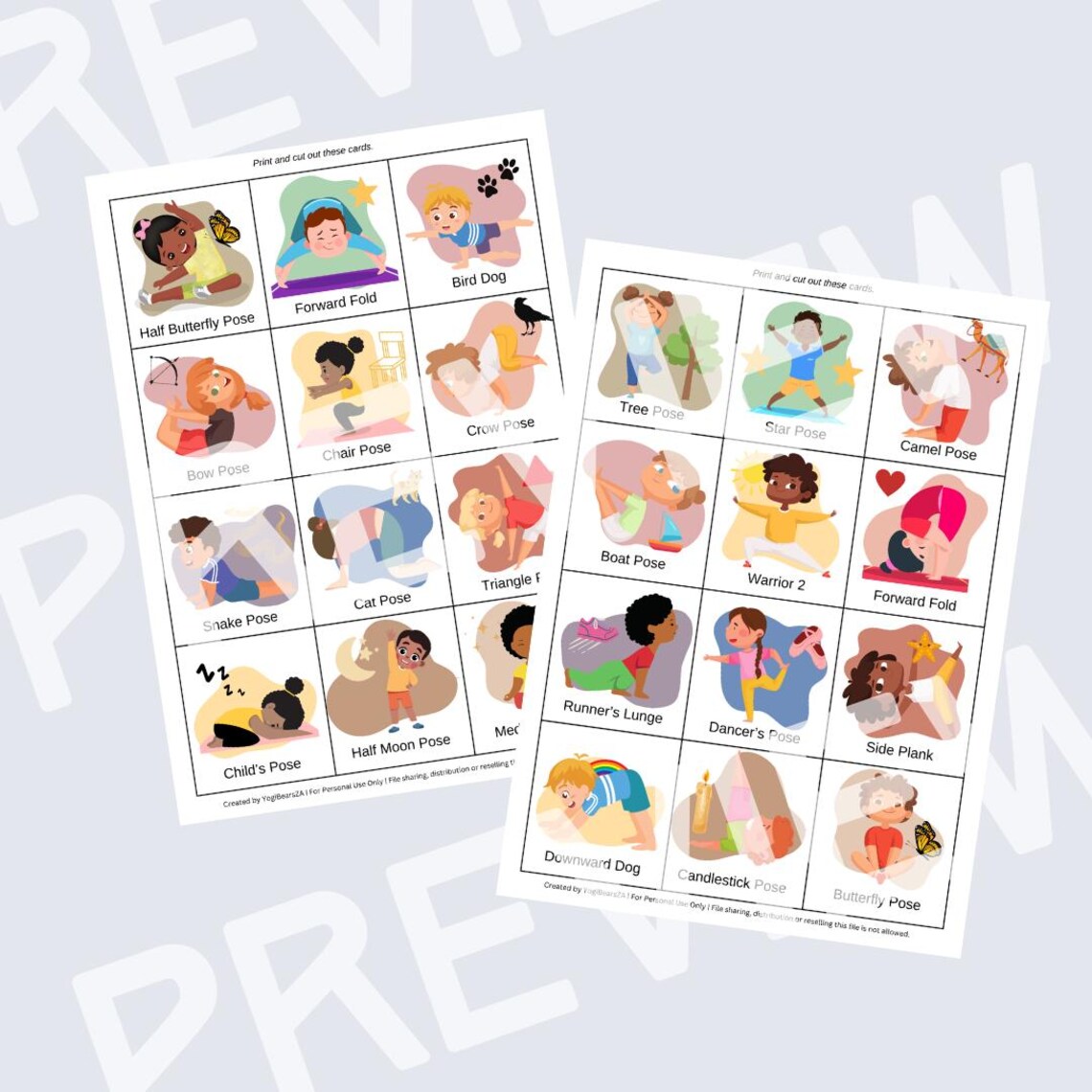 Kids Yoga Bingo Printable - Game and Movement Break (10 Cards) for ...