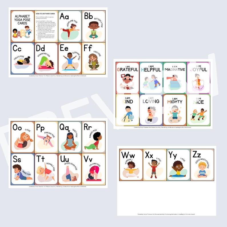 Alphabet Yoga Pose Cards + A3 Poster: Kids Mindfulness (digital ...