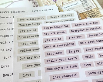 Small Word Stickers White Matte Word Stickers Phrases - Etsy