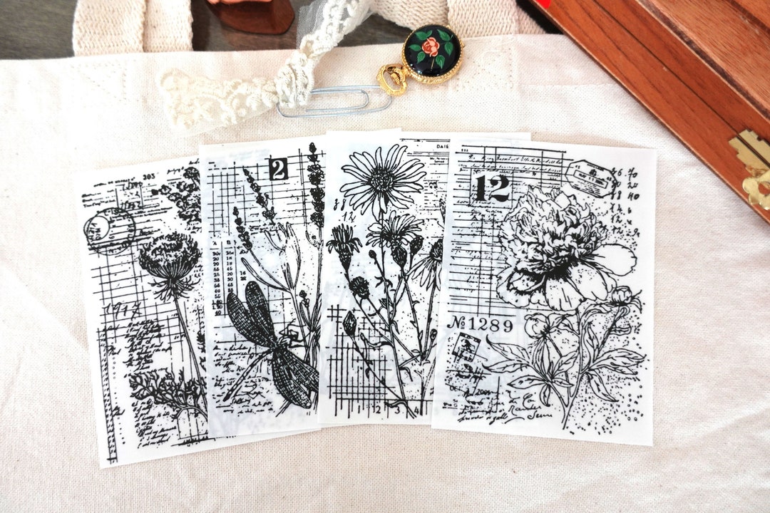 Clear Matte Floral Stickers / Layering Stickers / Journal Stickers ...