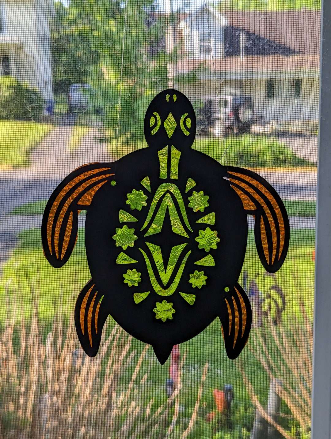 Sea Turtle Suncatcher Stained Glass With Metal 8" - Etsy