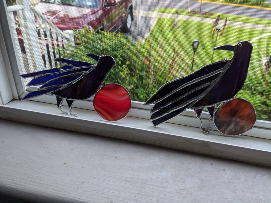 RAVEN STAINED GLASS Suncatcher, Handcrafted, Made to Order and in Stock ...