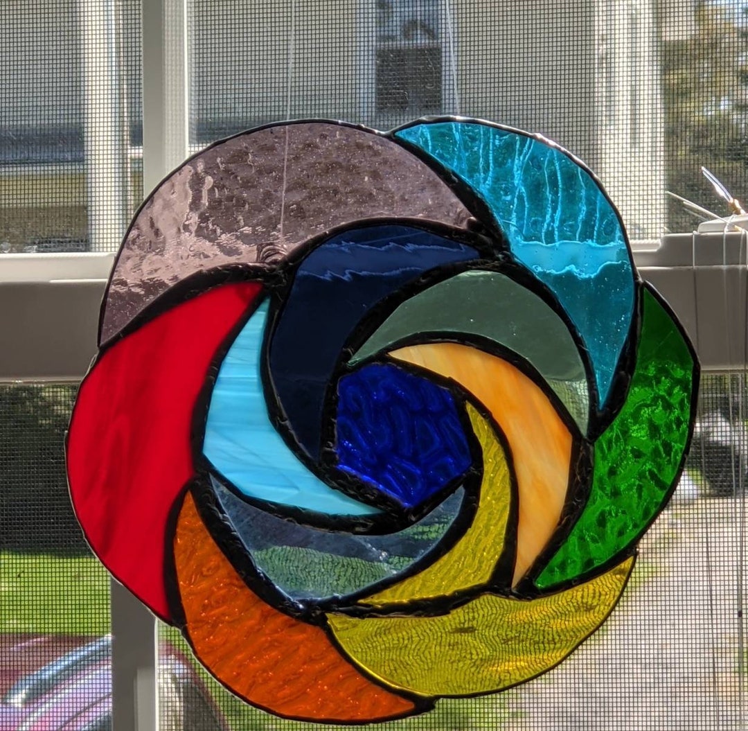 SPIRAL SUNCATCHER Stained Glass 8 Circular Bright Colors - Etsy