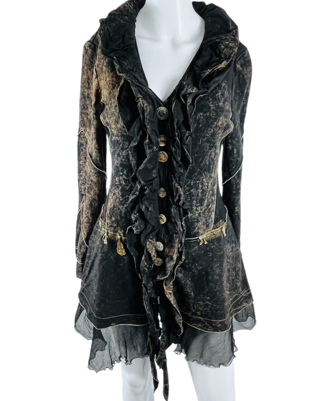 Elisia Cavaletti Sono Italiano Vintage Tie Dye Ruffled Jacket Gothic ...