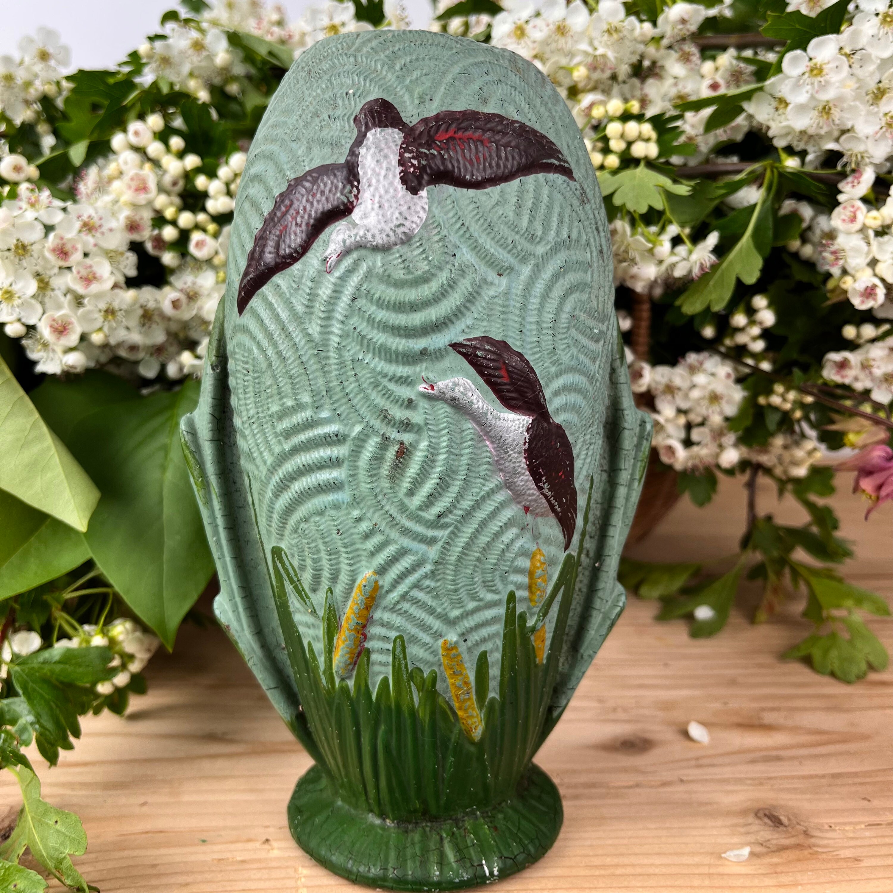 Vintage Duck Vase Arpico Nature Scene Duck in a Marsh Flower - Etsy