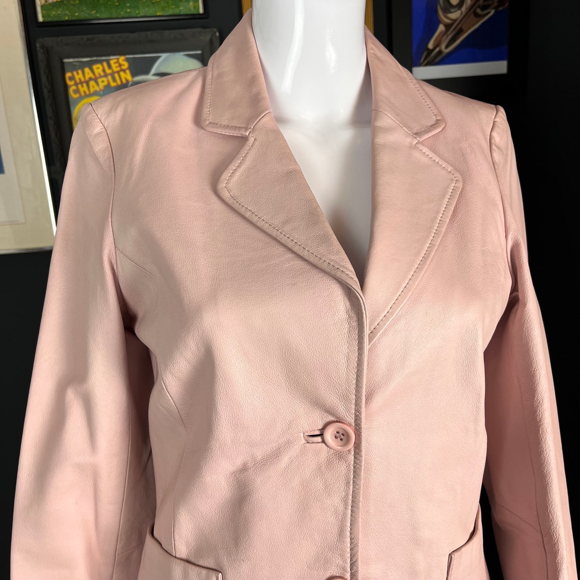 Pink Leather Italian Jacket Vintage Nineties - Etsy