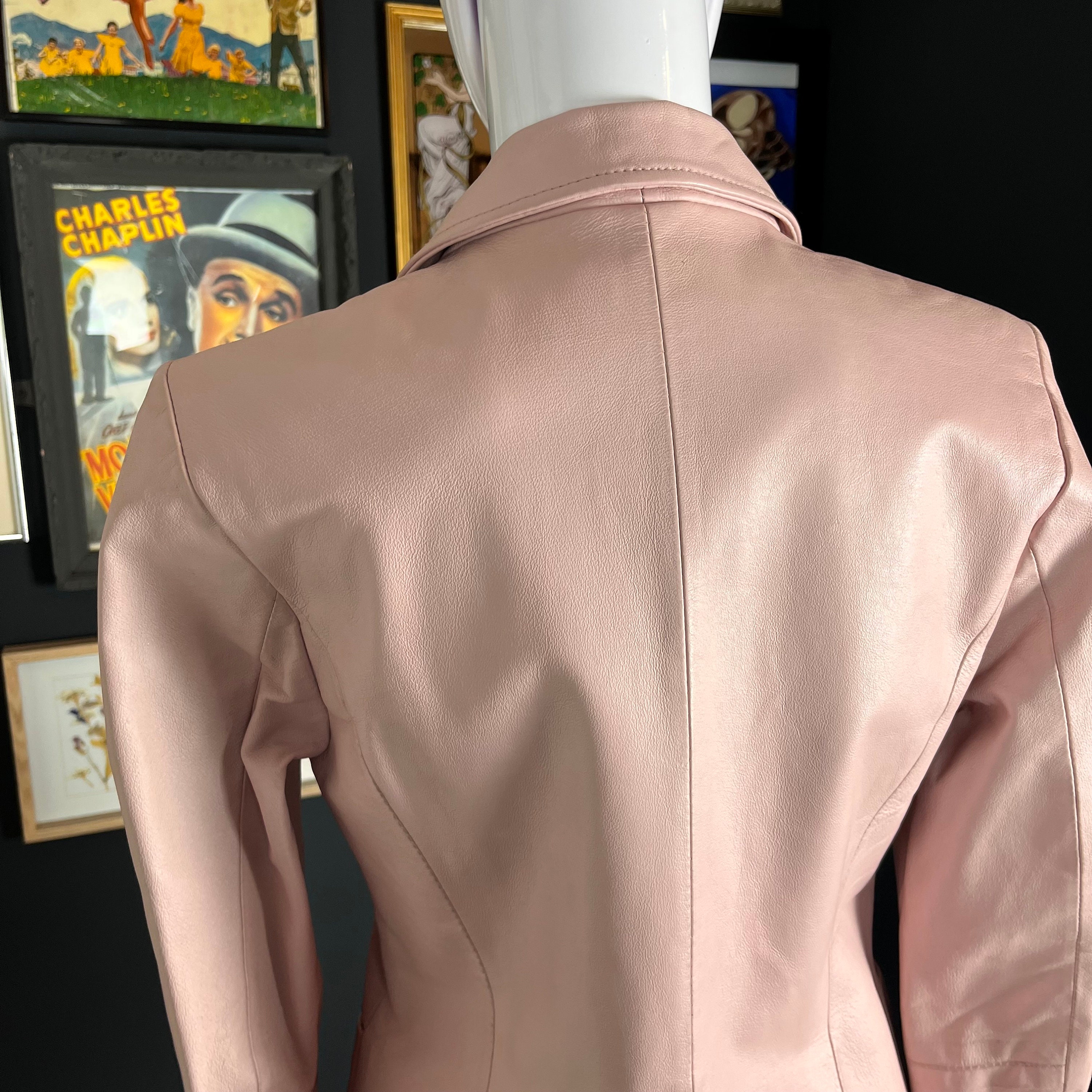 Pink Leather Italian Jacket Vintage Nineties - Etsy