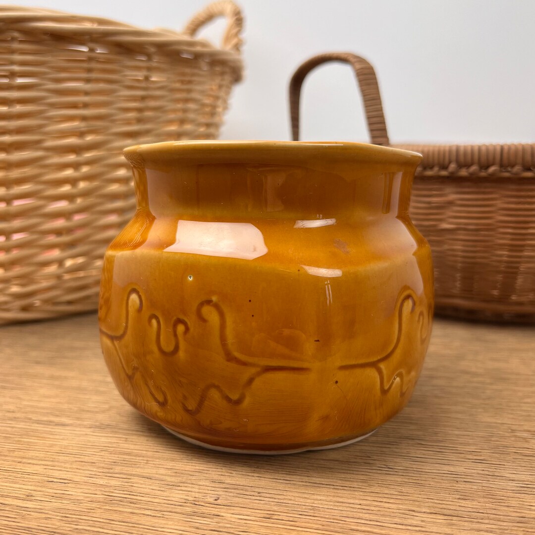 Handmade Irish Pottery Mid Century Brown Orange Glazed Pot - Etsy