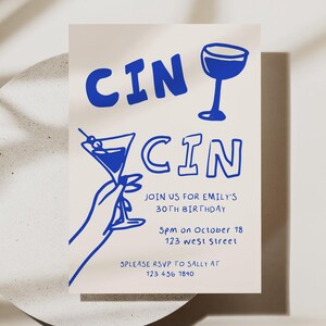 Cin Cin Birthday Party Invitation, Adult Wine Birthday Dinner ...