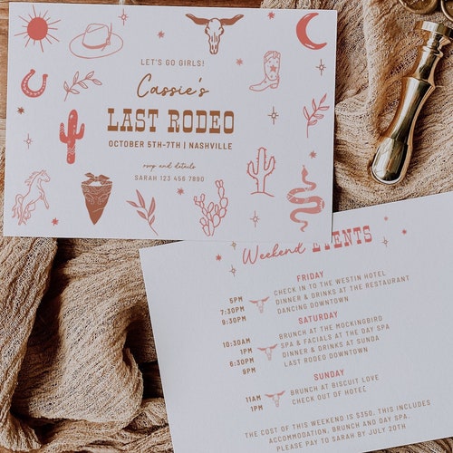 Last Rodeo Bachelorette Invitation Rodeo Bachelorette Invite - Etsy