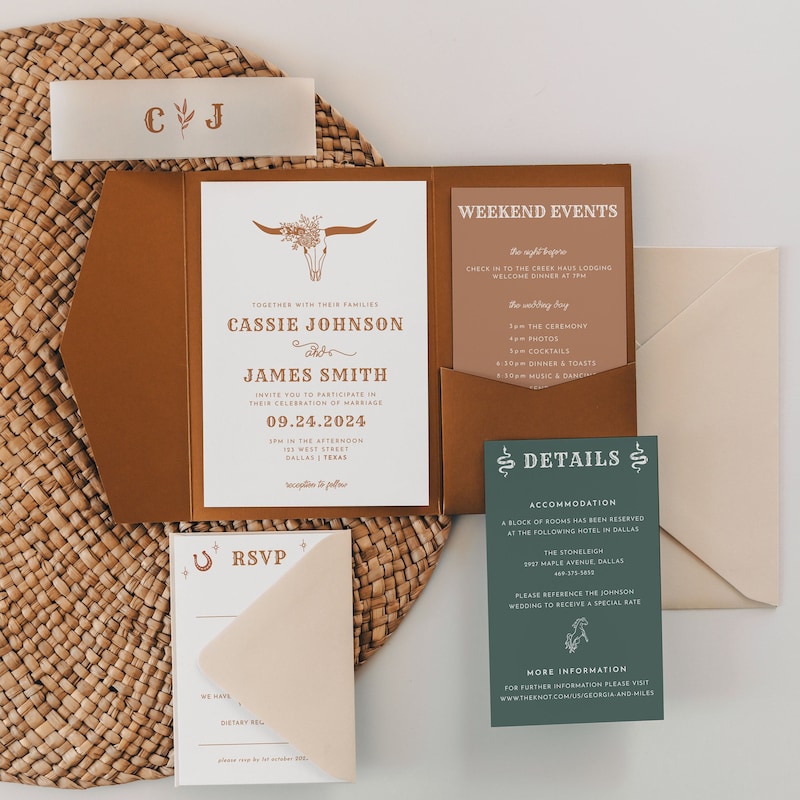 Leather Wedding Invitation - Etsy