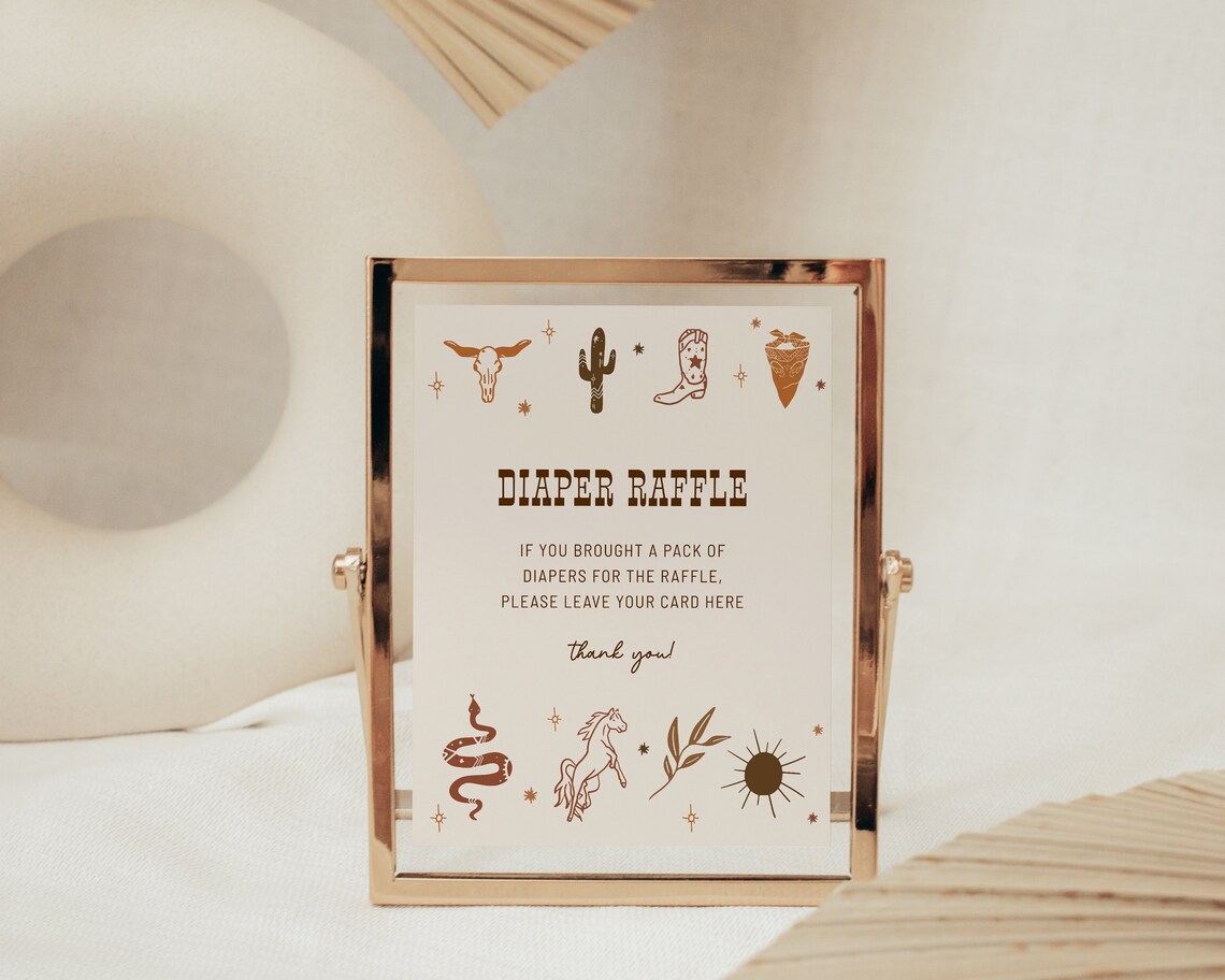 Cowboy Baby Shower Diaper Raffle Sign Template Western Baby Shower ...