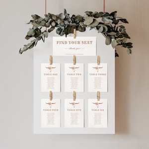Boho Western Wedding Seating Chart Cards Desert Wedding Seating Chart ...