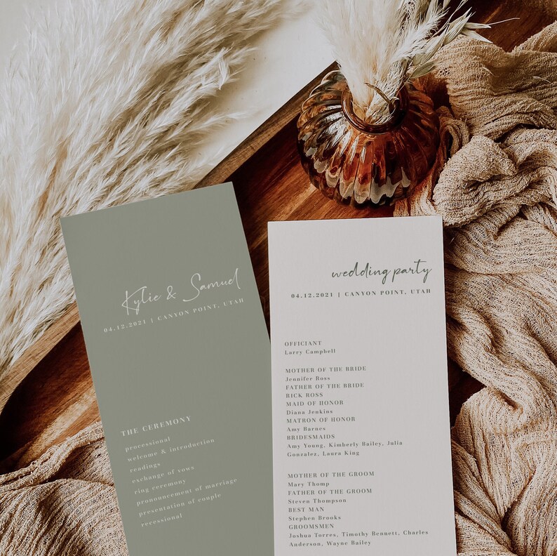 Sage Green Wedding Program Template Download Sage Wedding | Etsy