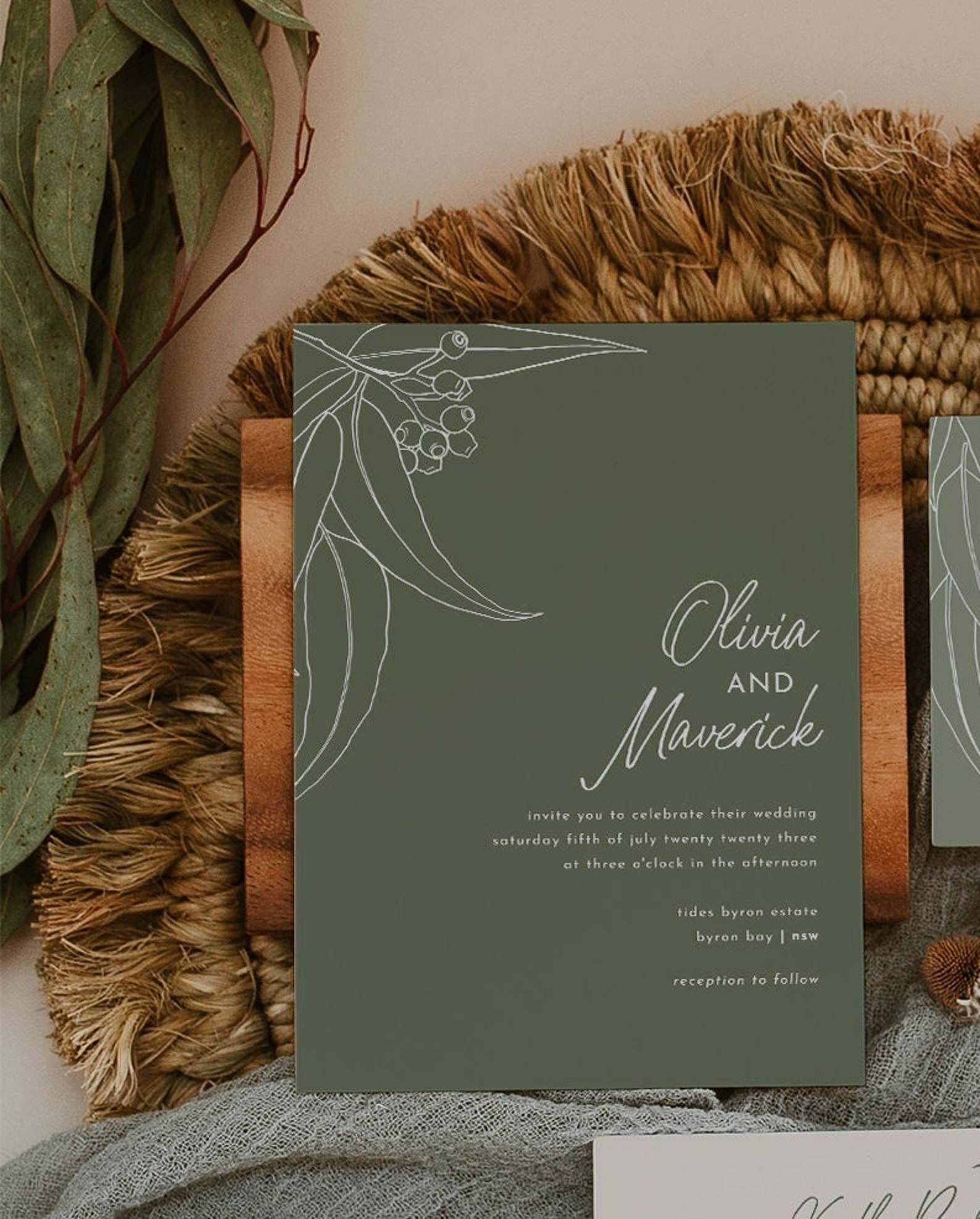 Australian Wedding Invitation Template Eucalyptus Sage Green Wedding ...