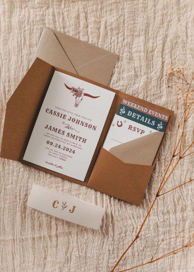Modern Western Wedding Invitation Suite Wedding Invitation Set - Etsy