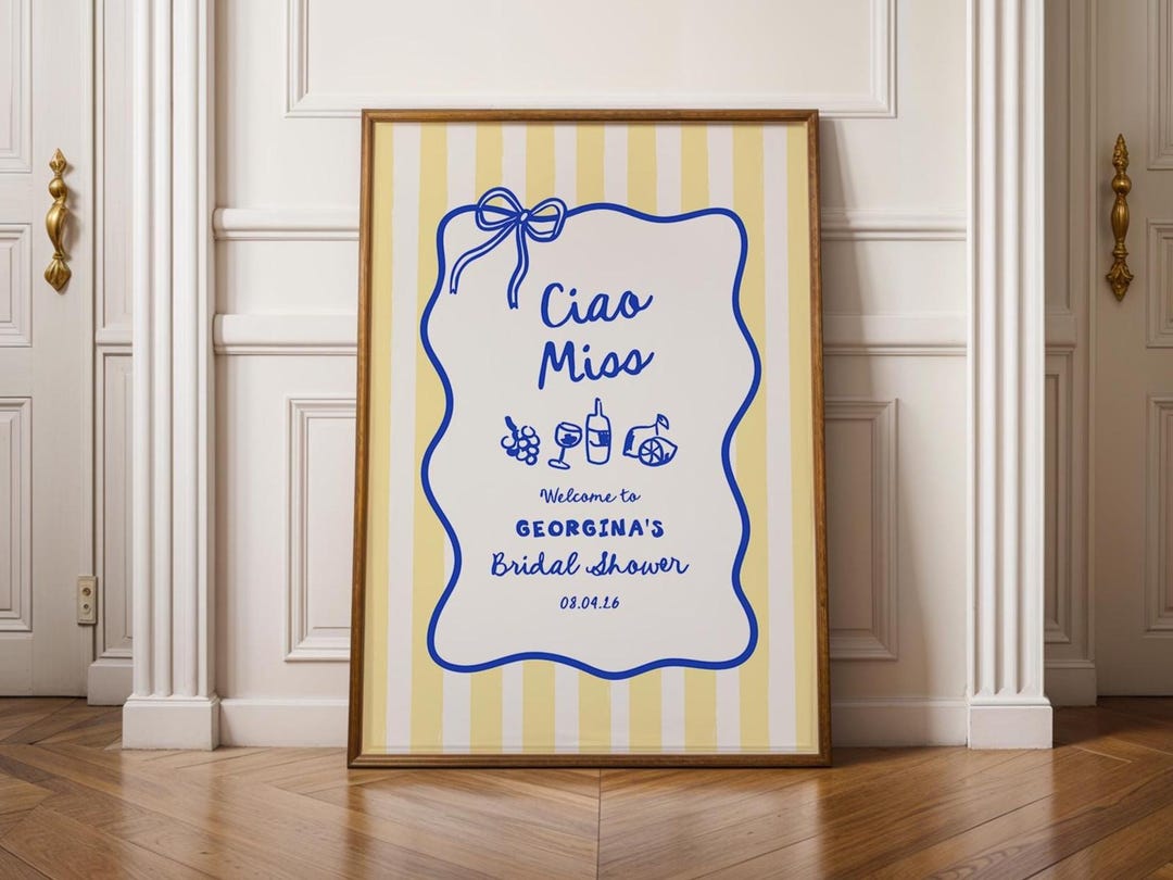 Ciao Miss Bridal Shower Welcome Sign Template, Italian Amalfi Coast ...
