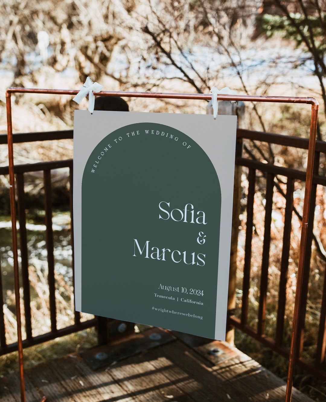 Forest Green Wedding Welcome Sign Template Arch Welcome Sign Printable ...
