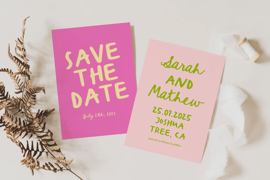 Bright Save the Date Invitation Template Hand Drawn Quirky Save Our ...