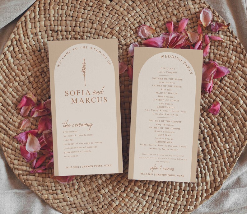 Arch Wedding Program Template Arched Wedding Program Printable | Etsy