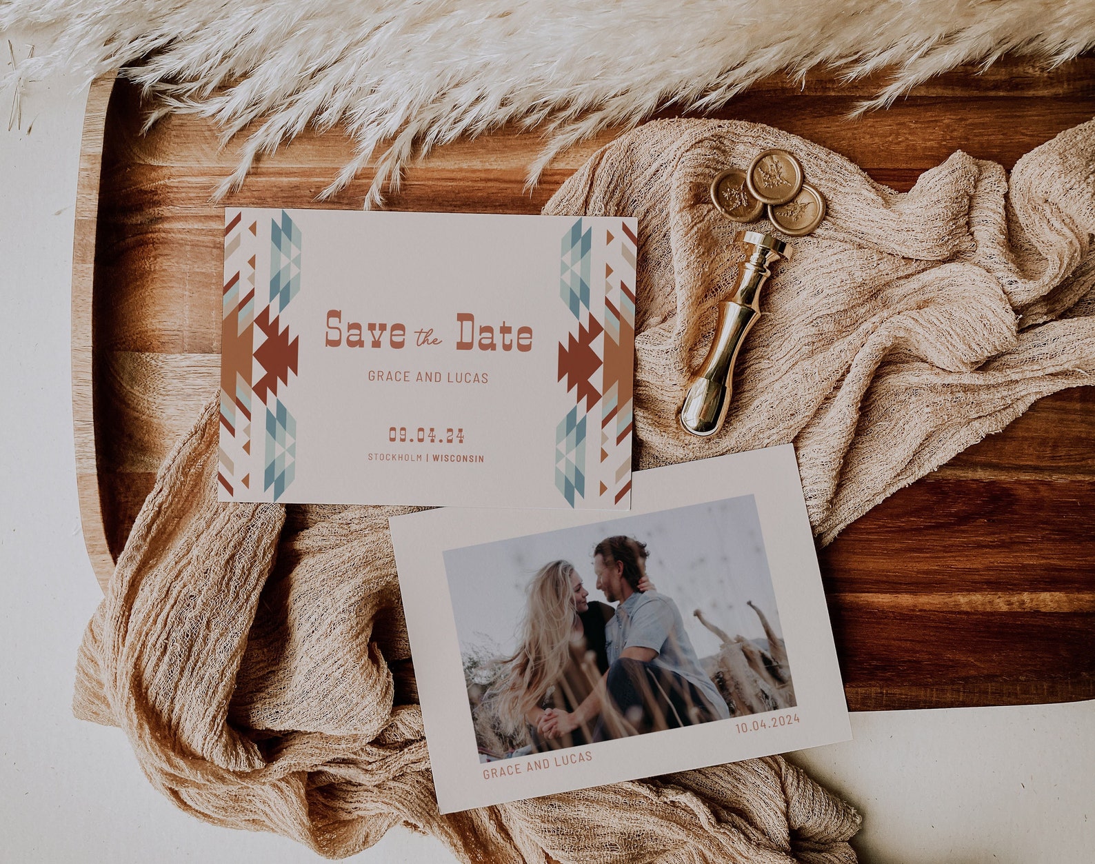 Western Save the Date Template, Southwestern Ranch Aztec Save the Date ...