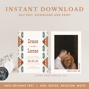 Aztec Wedding Invitation Template Southwestern Wedding Invitation Boho ...