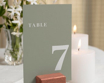 Minimalist Sage Green Wedding Table Numbers - Printable - Etsy