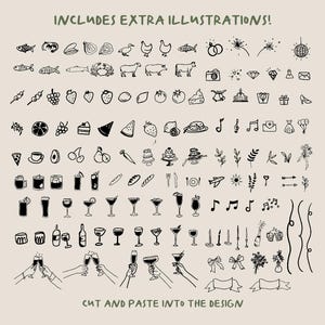 Hand Drawn Bar Sign Squiggle Wedding Bar Sign Drinks Template Hand ...