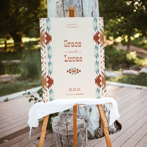 Modern Western Wedding Welcome Sign Template Boho Southwestern - Etsy