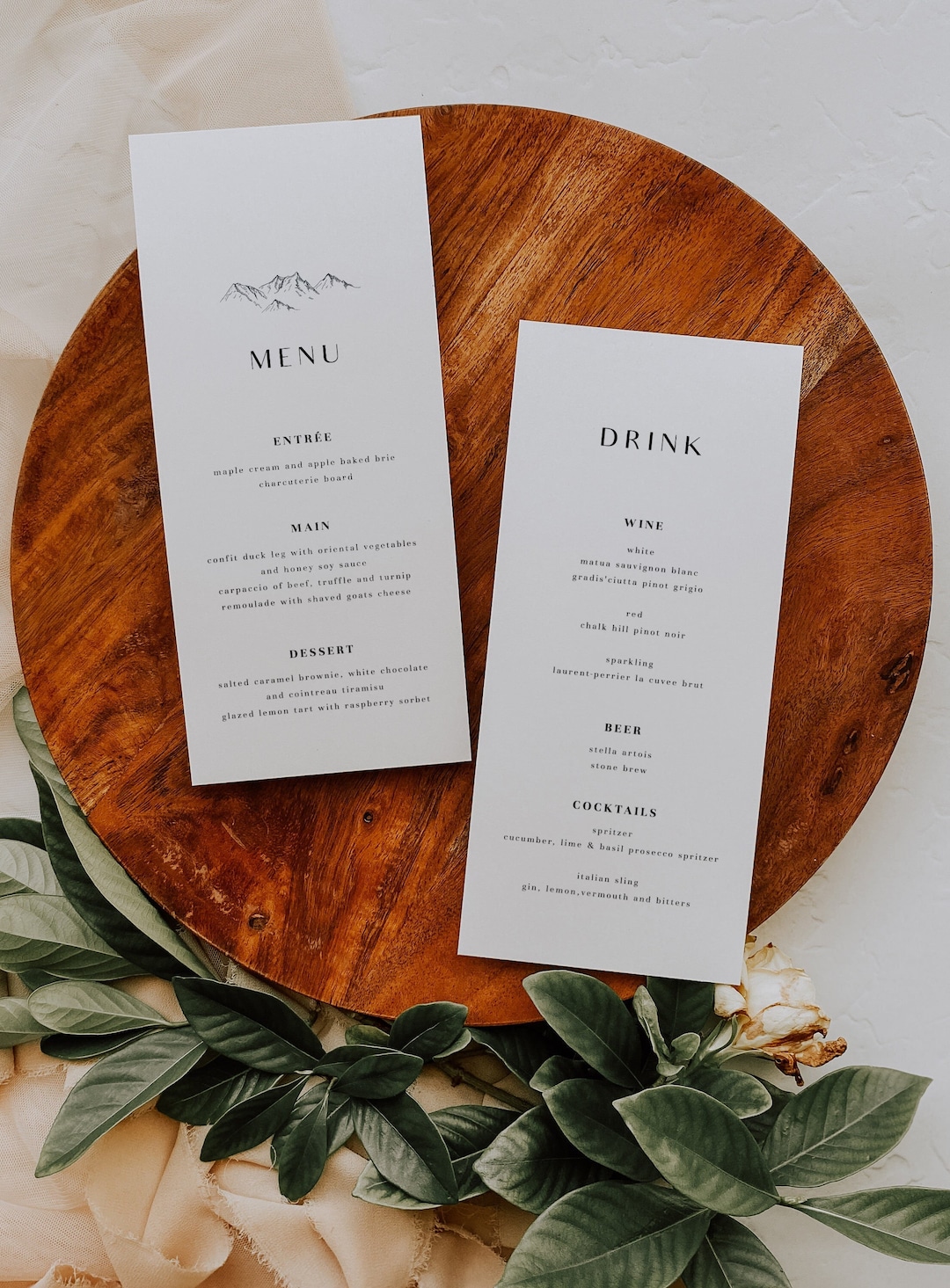 Mountain Wedding Menu Template Mountains Wedding Menu Set Template ...