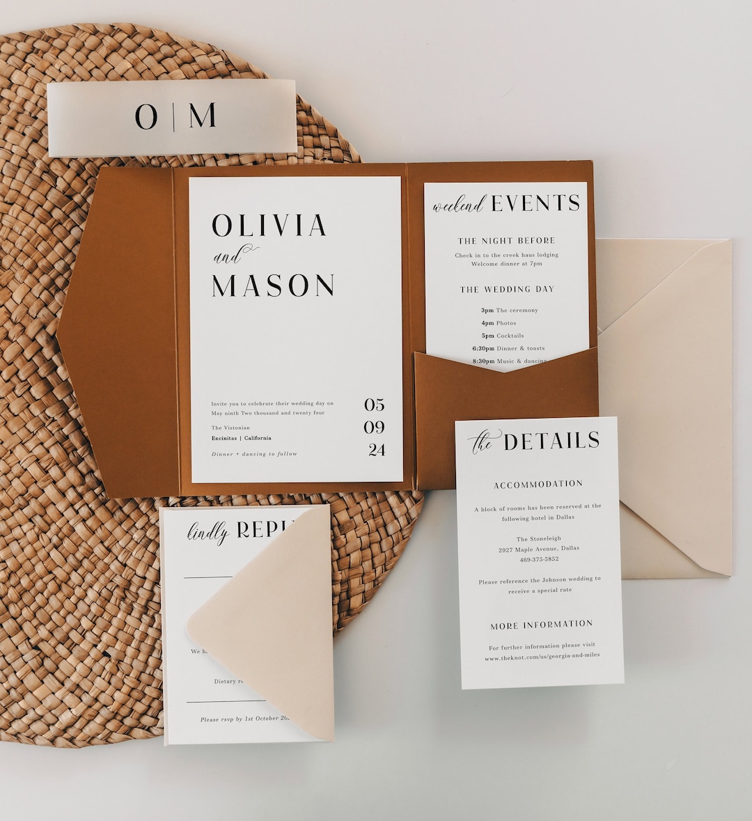 Modern Wedding Invitation Template Pocket Envelope Wedding Invite ...