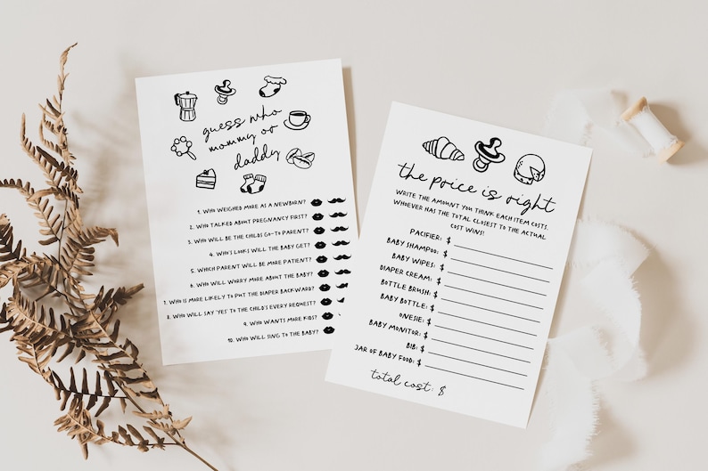 Cafe Bebe Baby Shower Games Bundle, French Cafe Baby Shower Games ...