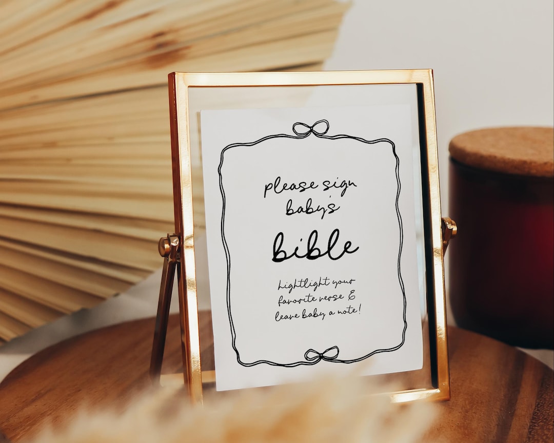 Baby's Bible Sign Template, Please Sign Baby's Bible Sign, Bible Guest ...