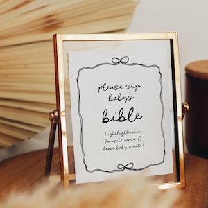 Baby's Bible Sign Template, Please Sign Baby's Bible Sign, Bible Guest ...