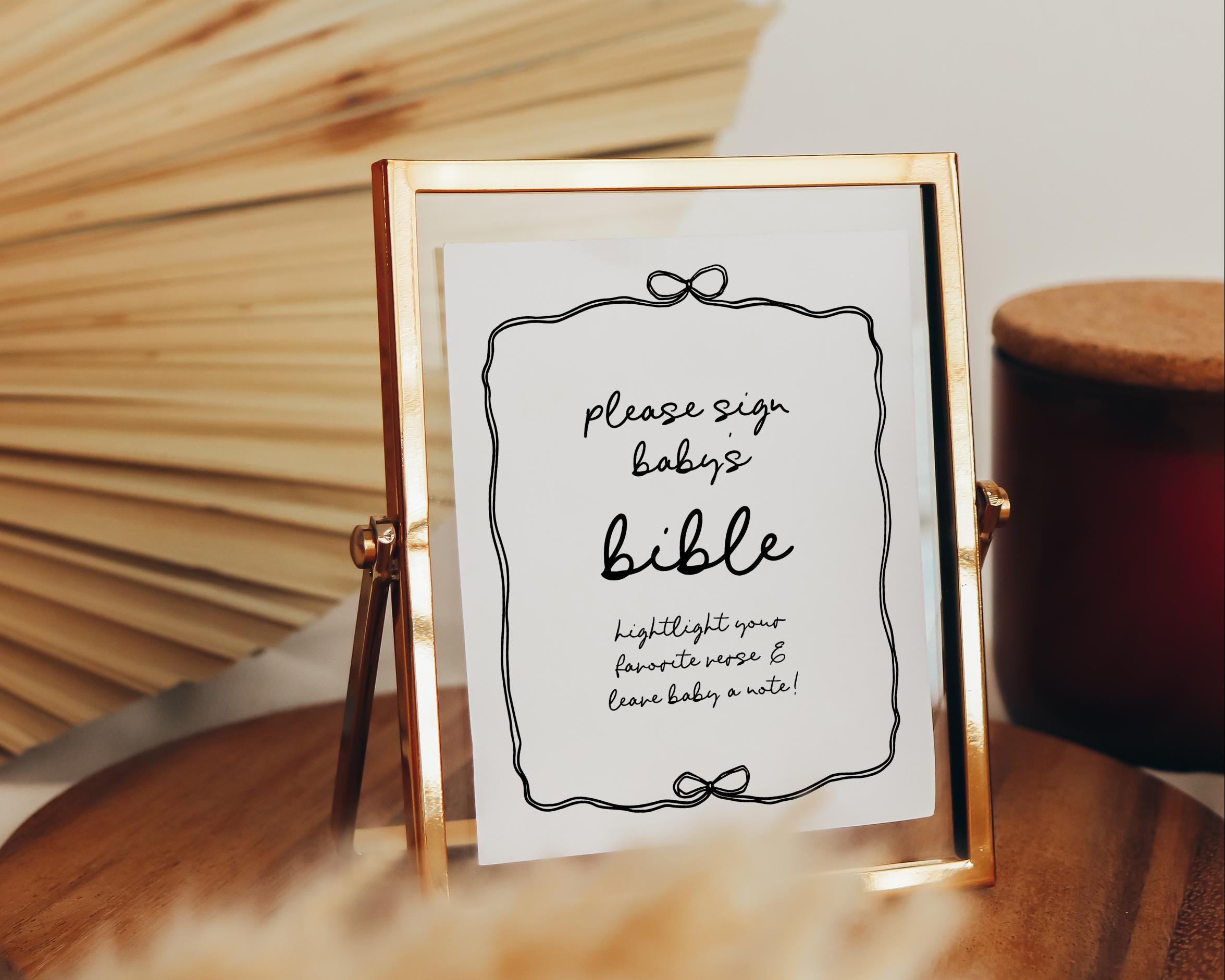 Baby's Bible Sign Template, Please Sign Baby's Bible Sign, Bible Guest ...