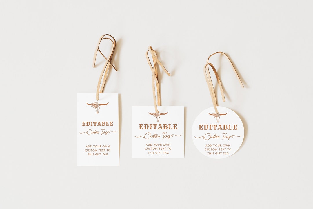 Western Wedding Favor Tag Template Boho Desert Wedding Gift Tags Round ...