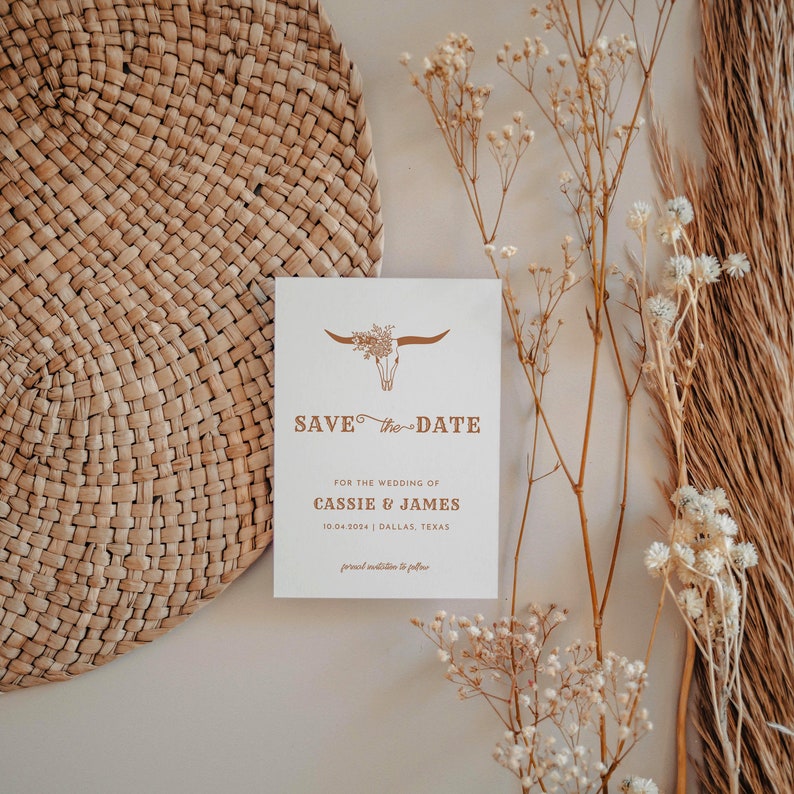 Modern Western Save the Date Template, Southwestern Ranch Wedding Save ...