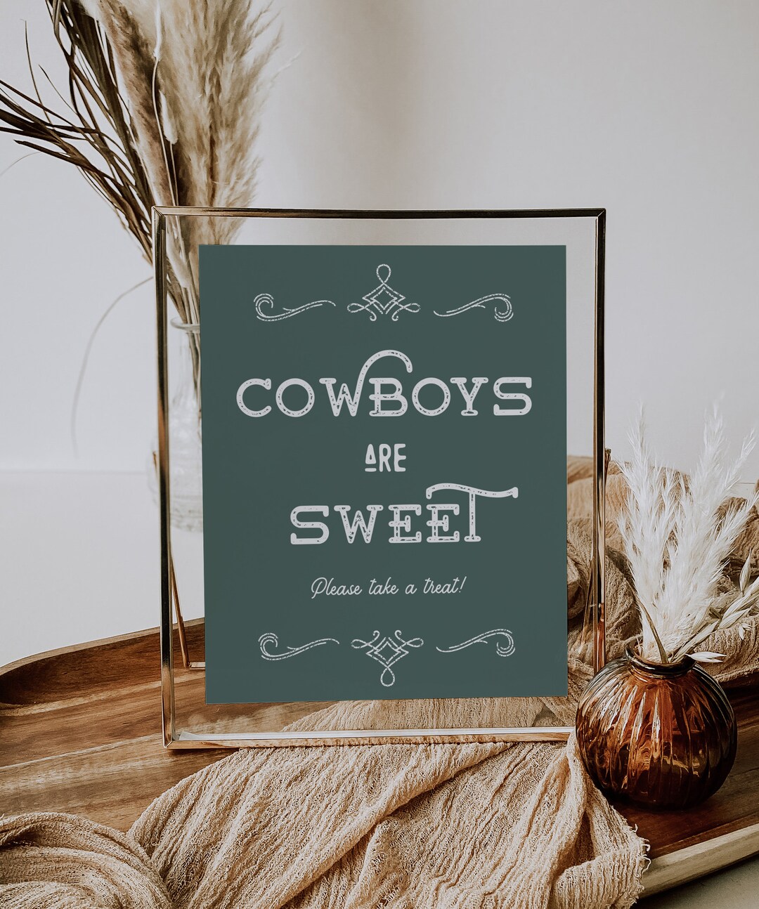 Cowboys Are Sweet Sign Printable Western Cowboy Baby Shower Favor Sign ...